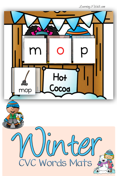 Free Winter CVC Words Worksheets - The Homeschool Village