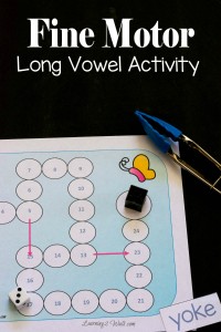 Free Fine Motor Long Vowel Activity Printable