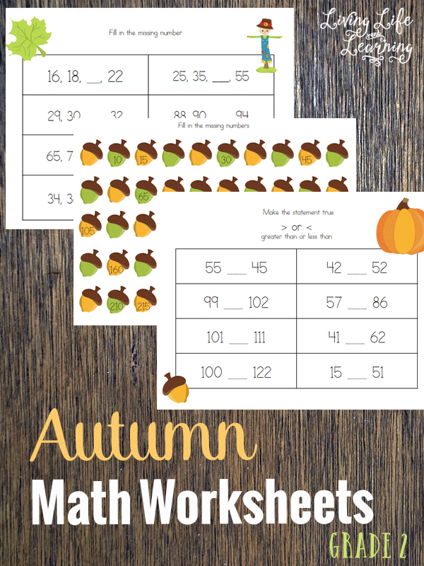 Free Autumn Math Worksheets for 2nd Grade