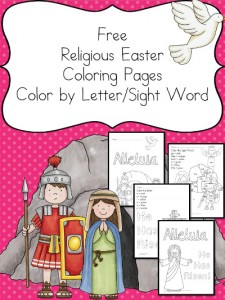 Free Religious Easter Color by Letter and Sight Word Worksheets - The ...
